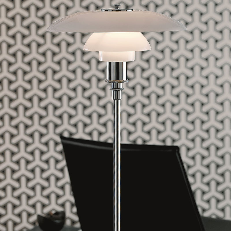 PH 3 1 2 2 1 2 Floor White Opal Glass Chrome 
